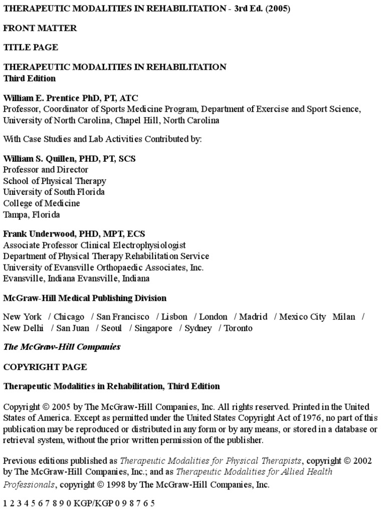 Therapeutic Modalities in Rehabilitation 3rd Edition Therapeutic ...