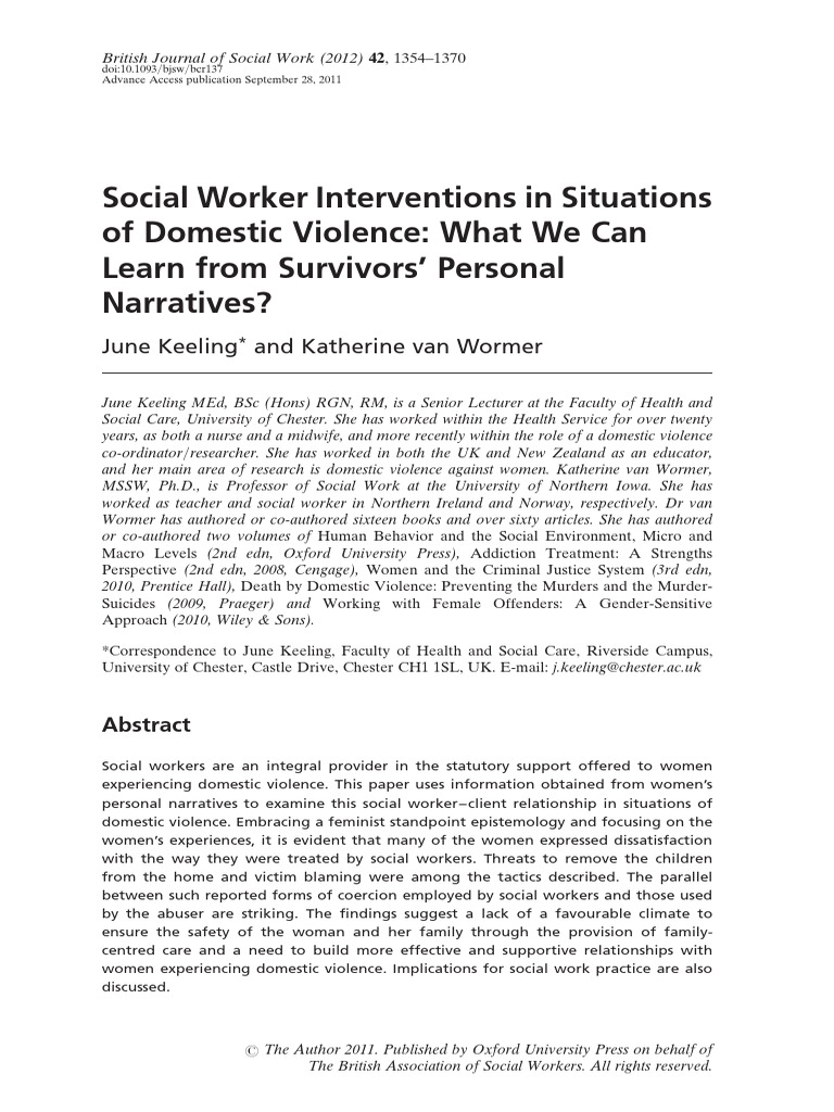 Social Work Intervention - Doc | PDF | Domestic Violence | Violence