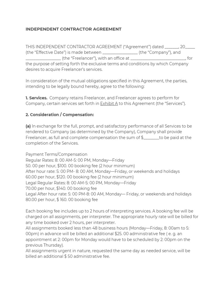 Independent Contractor Agreement 1 | PDF | Law Of Agency | Invoice