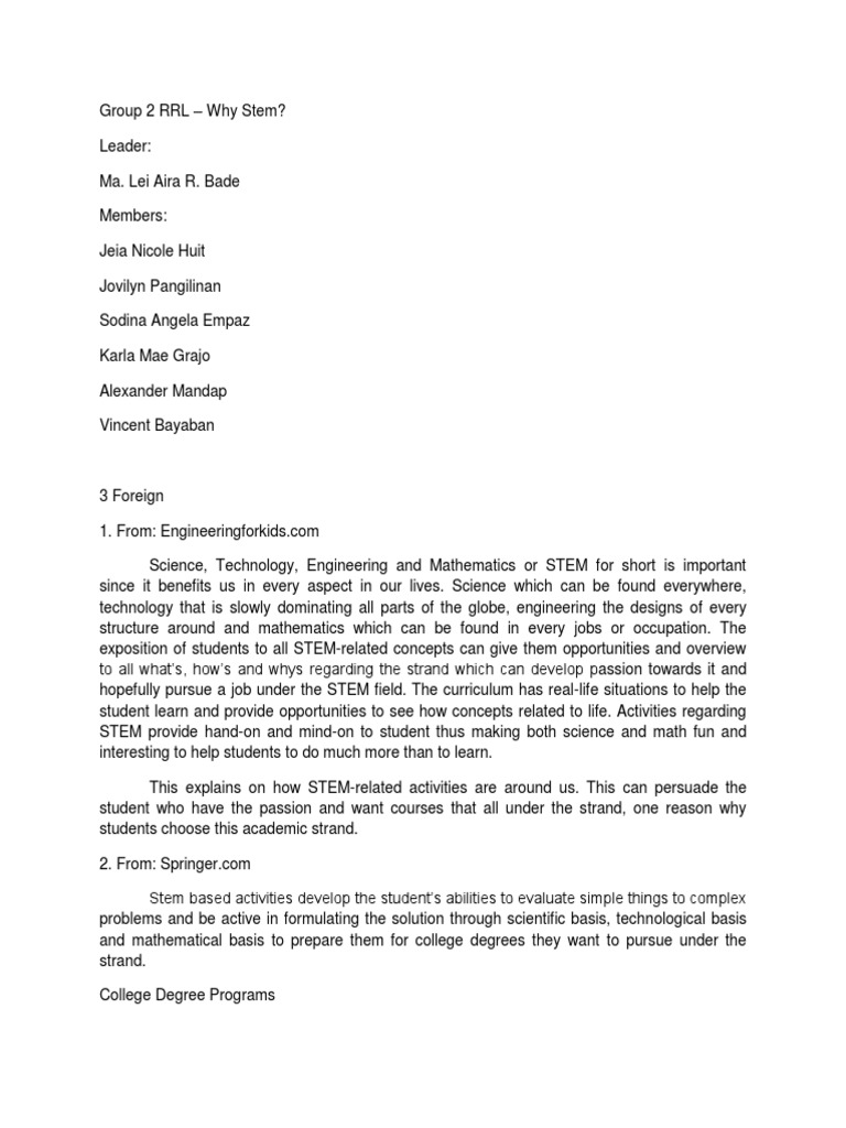 Group 2 RRL | PDF | Science, Technology, Engineering, And Mathematics ... Group 2 RRL | PDF | Science, Technology, Engineering, And Mathematics ...