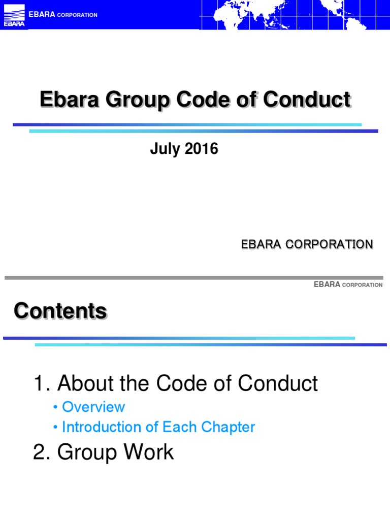 Ebara Group Code of Conduct Overview | PDF | Business Ethics ...