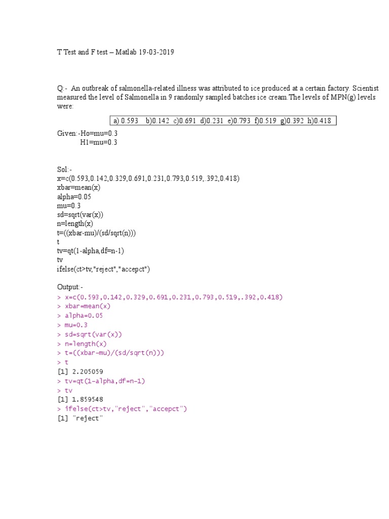 T Test and F Test | PDF | Student's T Test | Variance