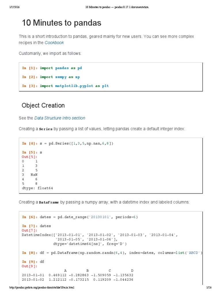 10 Minutes To Pandas | PDF | Array Data Structure | String (Computer ... 10 Minutes To Pandas | PDF | Array Data Structure | String (Computer ...