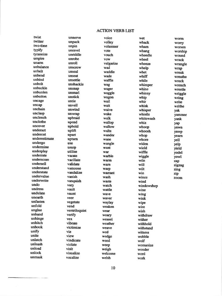 Action Verb List | PDF