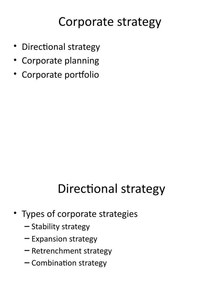 Directional Strategy - Corporate Planning - Corporate Portfolio | PDF ...