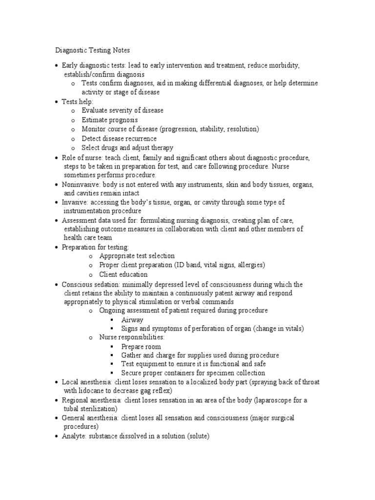Diagnostic Testing Notes | PDF | Medical Diagnosis | Sensitivity And ...