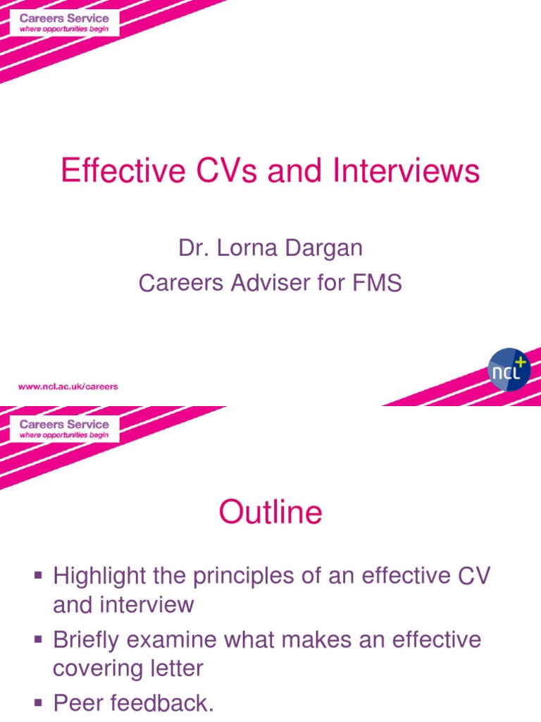 Effective Cvs and Interviews: Dr. Lorna Dargan Careers Adviser For Fms ...