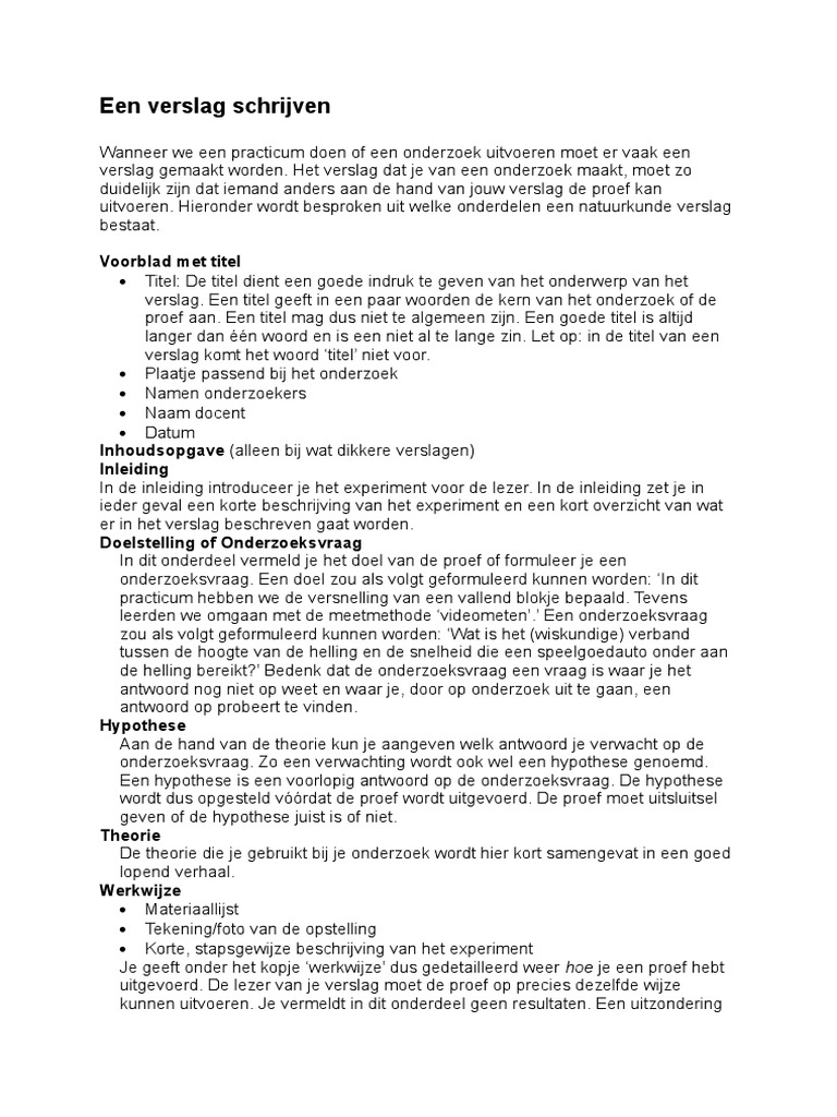 Een Verslag Schrijven | PDF