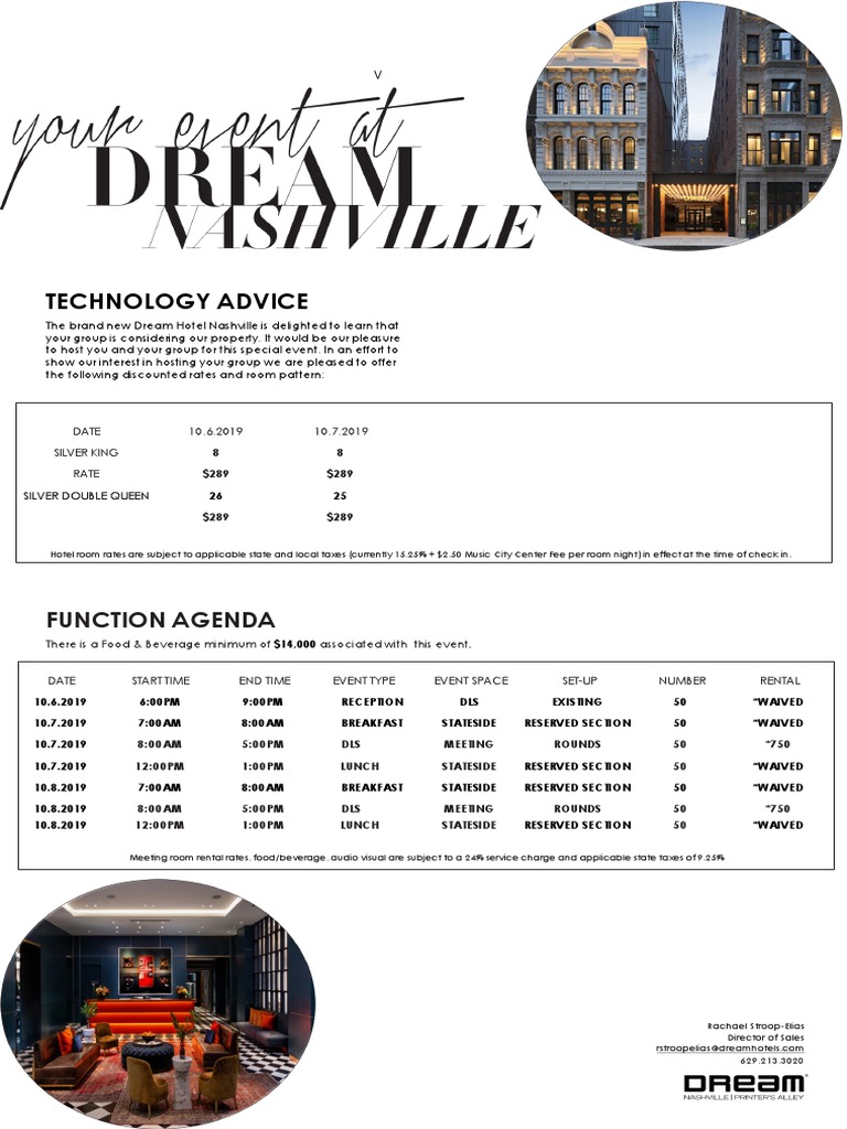 Dream Hotel Nashville Group Proposal | PDF | Business