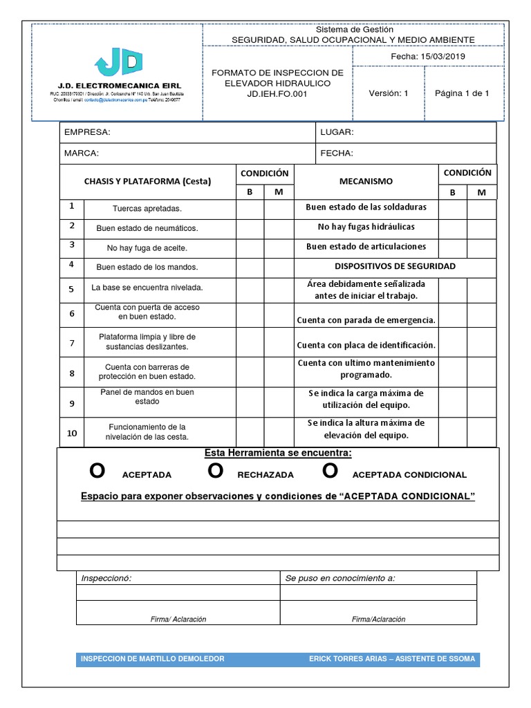 Check List de Elevador Hidraulico | PDF | Ascensor | Informática y ...