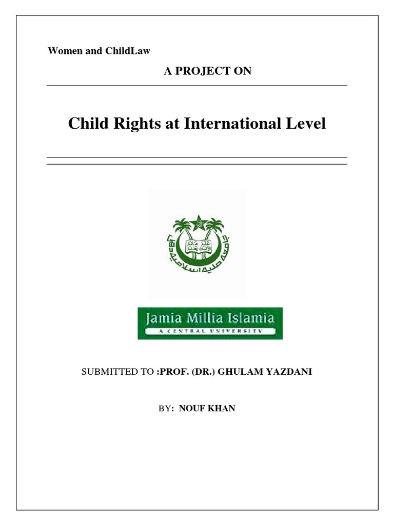 Child Rights at International Level: A Project On | PDF | Convention On ...