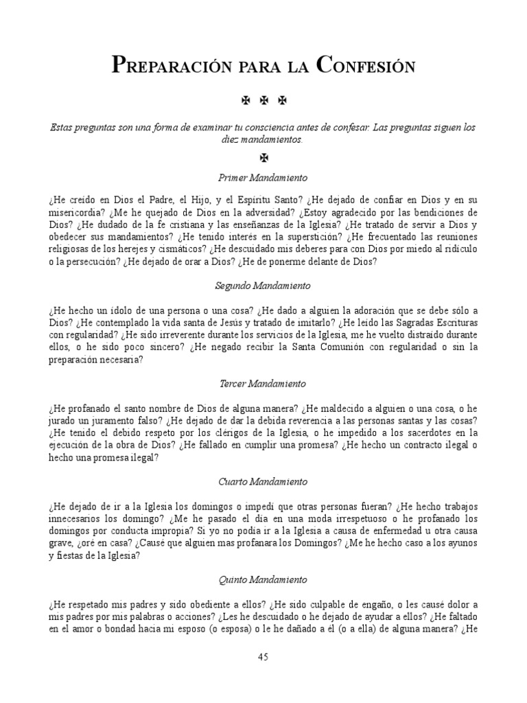Preparación para La Confesión - Examen de Conciencia | PDF | Iglesia Católica | Comportamiento ...