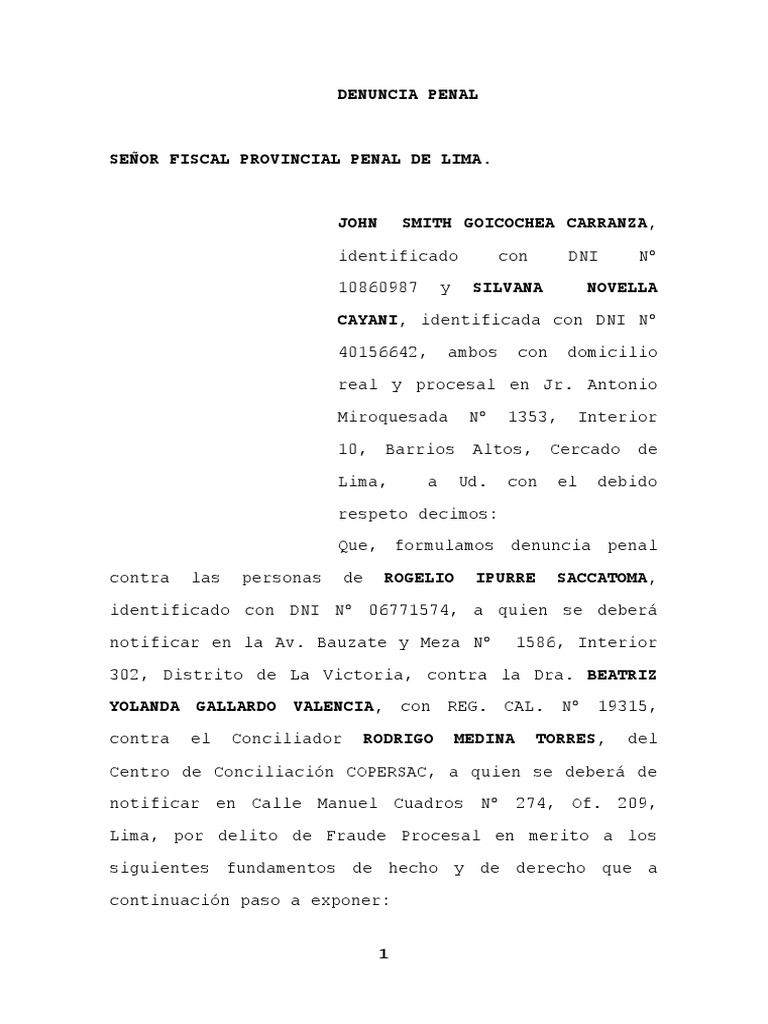 Denuncia Fraude Procesal | PDF | Principios éticos | Justicia