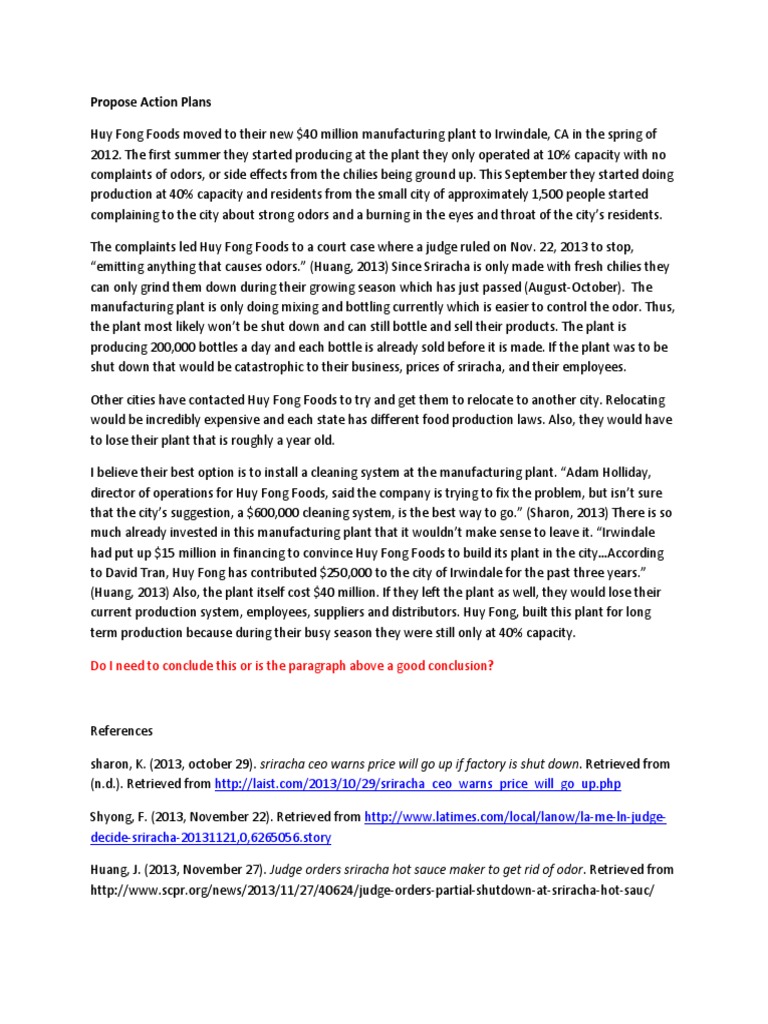 Sriracha Case Study Action Plan | Download Free PDF | Business