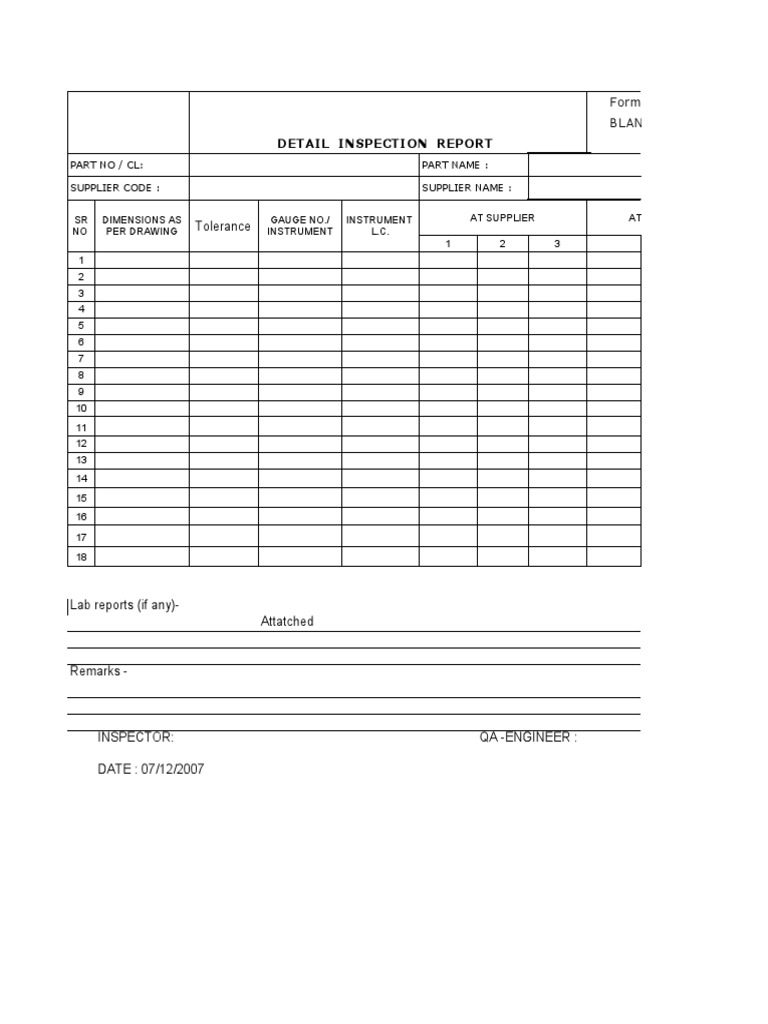 Format No-Blank/Dir: Detail Inspection Report | PDF