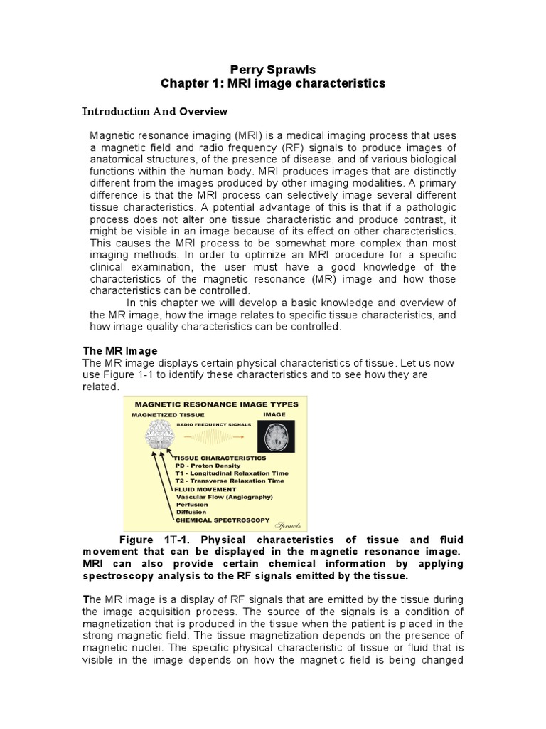 Perry Sprawls Chapter 1: MRI Image Characteristics Introduction and ...