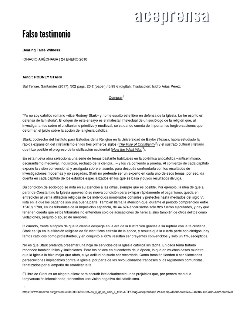 Falso Testimonio | PDF | Iglesia Católica | Inquisición española