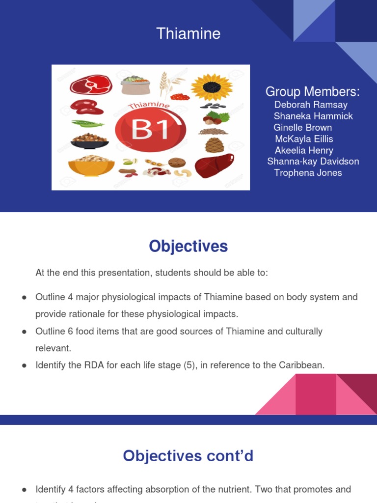 Thiamine: Functions, Sources, and RDA | PDF | Paresthesia | Vitamin