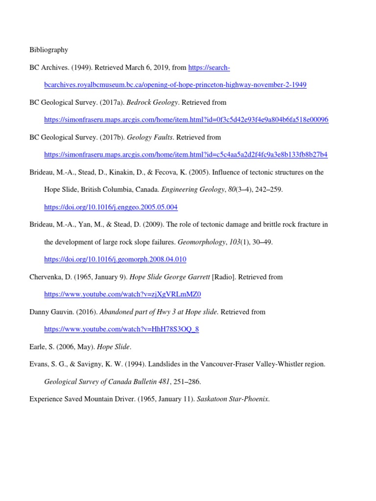 Bibliography For GEOSCAPES Project (GEOG 312 - Geography of Natural ...