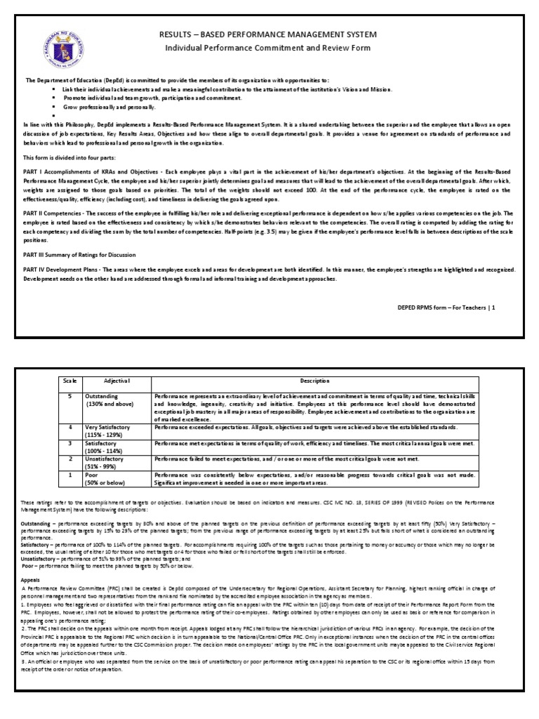 Results - Based Performance Management System Individual Performance ...