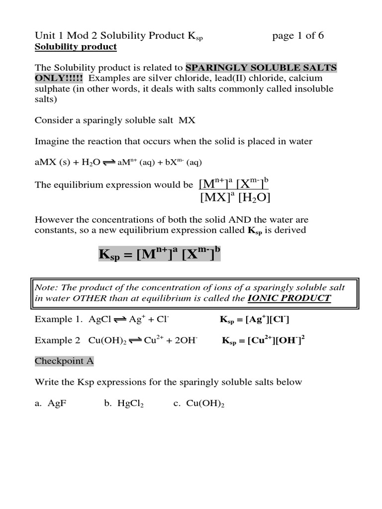 Solubility Product Ksp: Understanding the Solubility of Sparingly ...