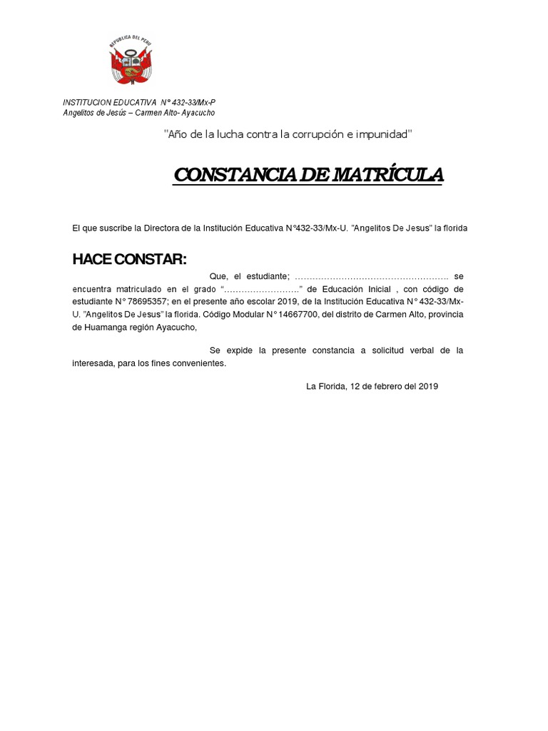 Constancia de Matricula | PDF