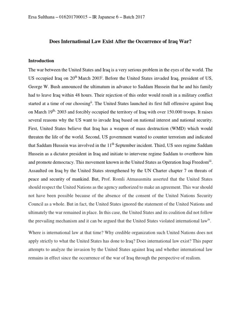 Does International Law Exist After Occurrence of Iraq War | PDF ...