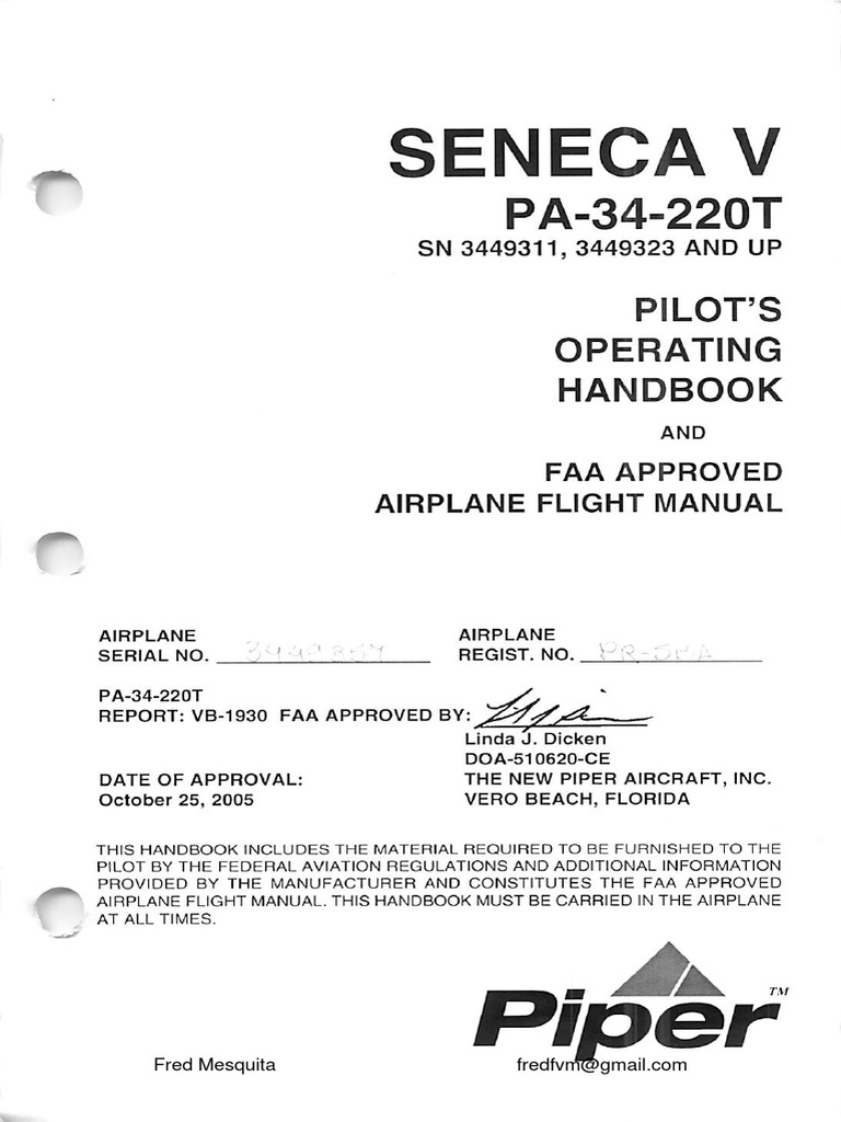 Manual Seneca V - EN PDF | PDF | Airspeed | Aircraft