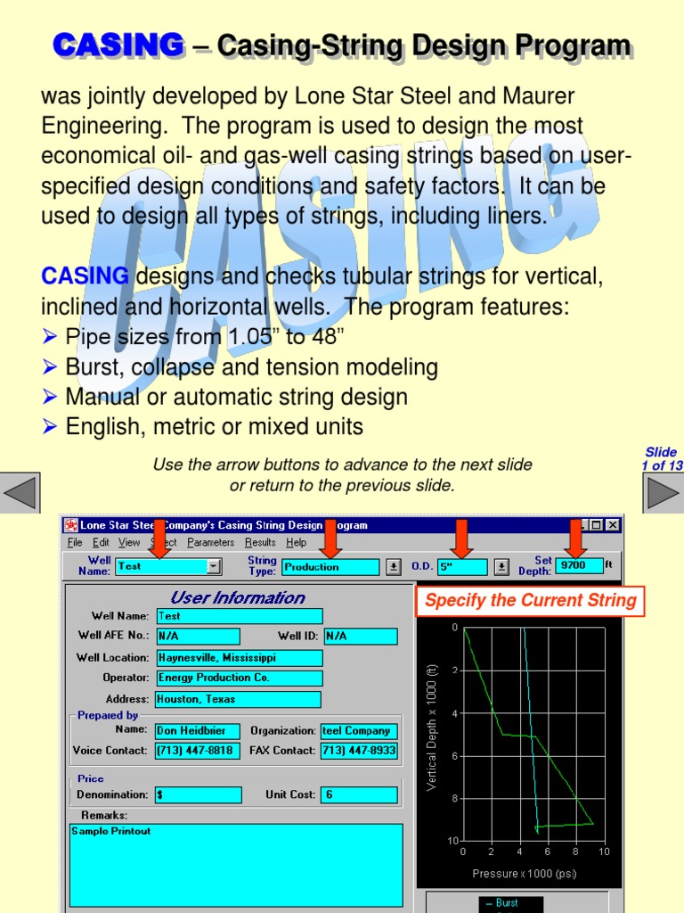 Casing: - Casing-String Design Program | PDF | Casing (Borehole ...