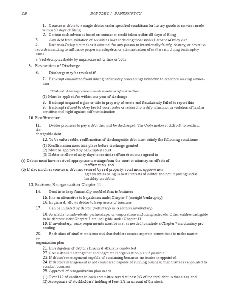Revocation of Discharge: 2M Module27 Bankruptcy | PDF | Chapter 7 ...