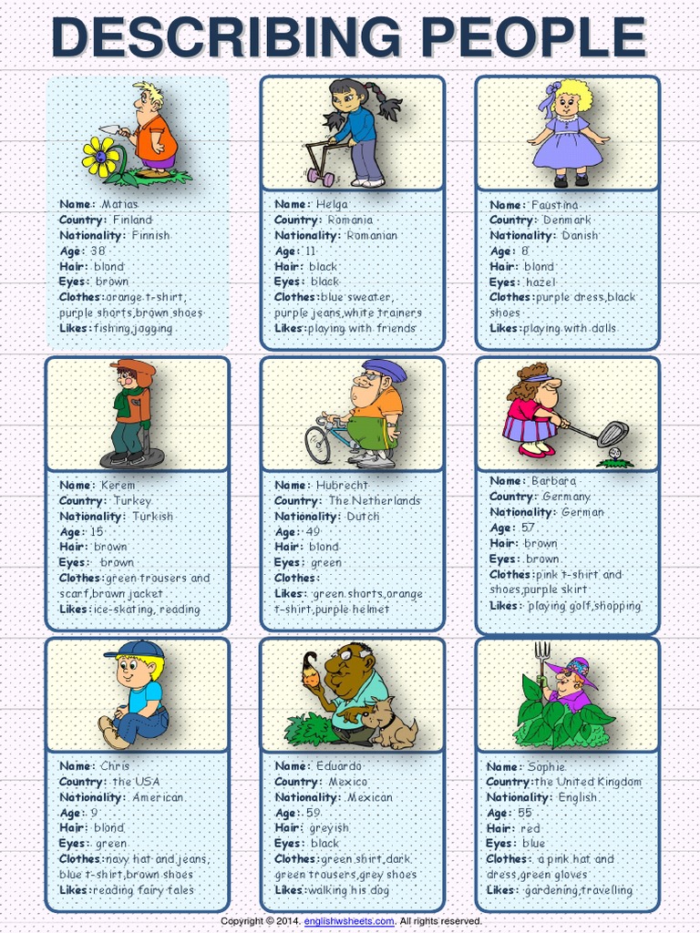 Describing People Esl Speaking Cards Worksheet | PDF | Fashion | Human ...