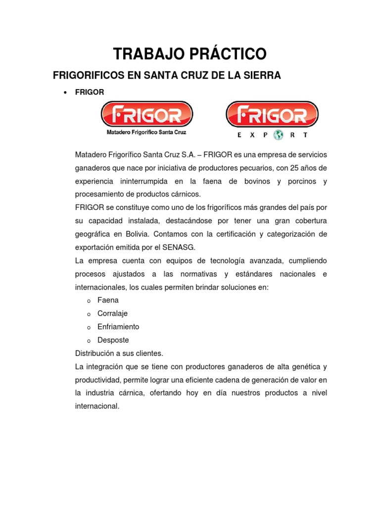 Frigoríficos de Carne en Santa Cruz | PDF | Carne | Bolivia