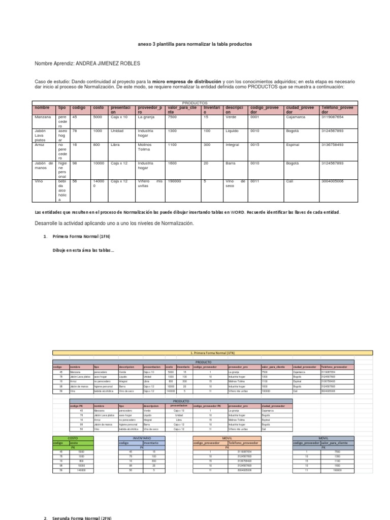 Anexo 3 Plantilla para Normalizar La Tabla Productos | PDF | Enseñanza de matemática | Business