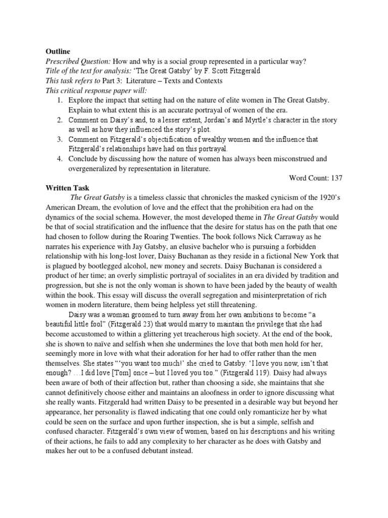 Written Task 2 | PDF | The Great Gatsby