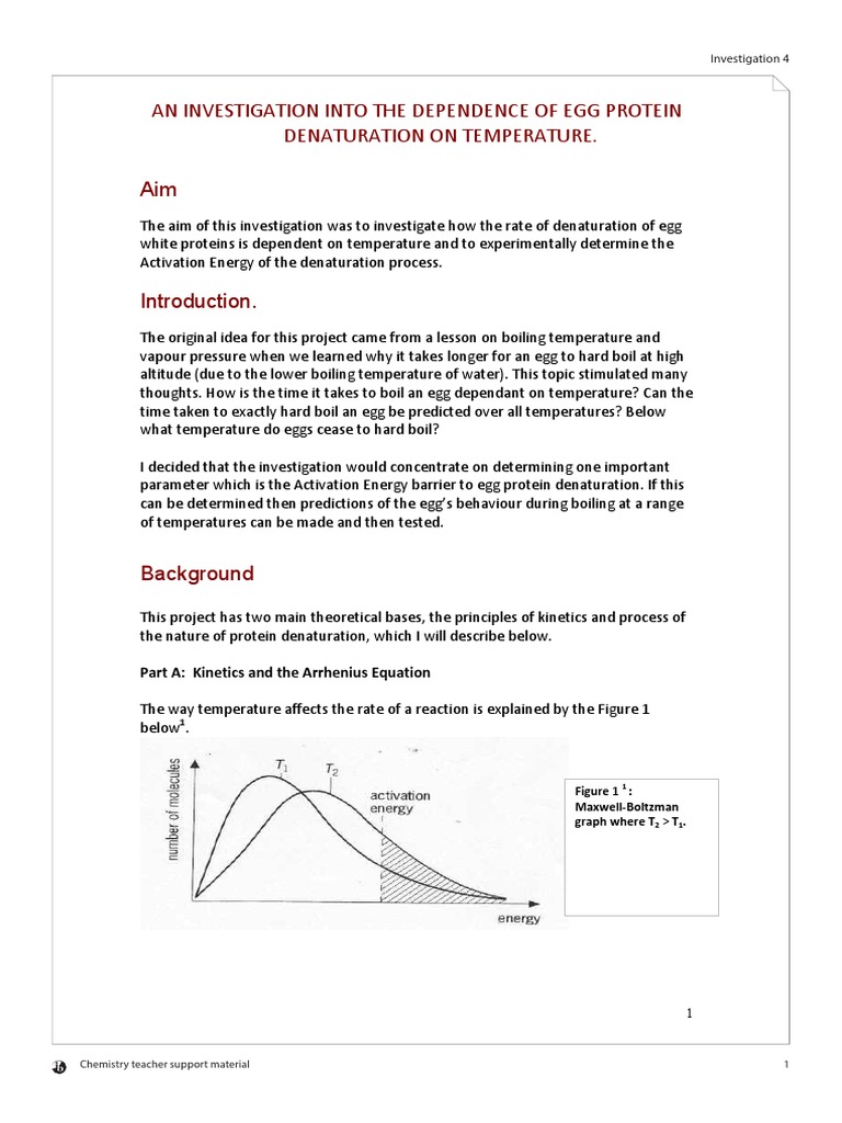 Chemistry IA 3 | Protein Structure | Reaction Rate