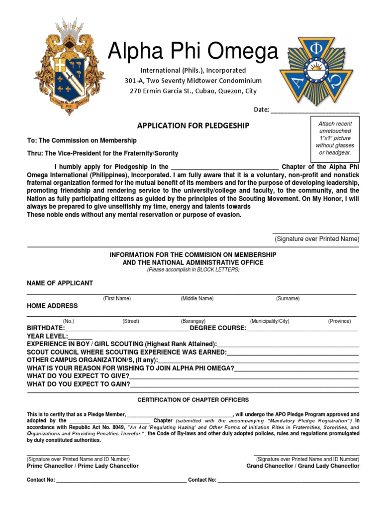 App Forms | PDF | Fraternities And Sororities | Government Information