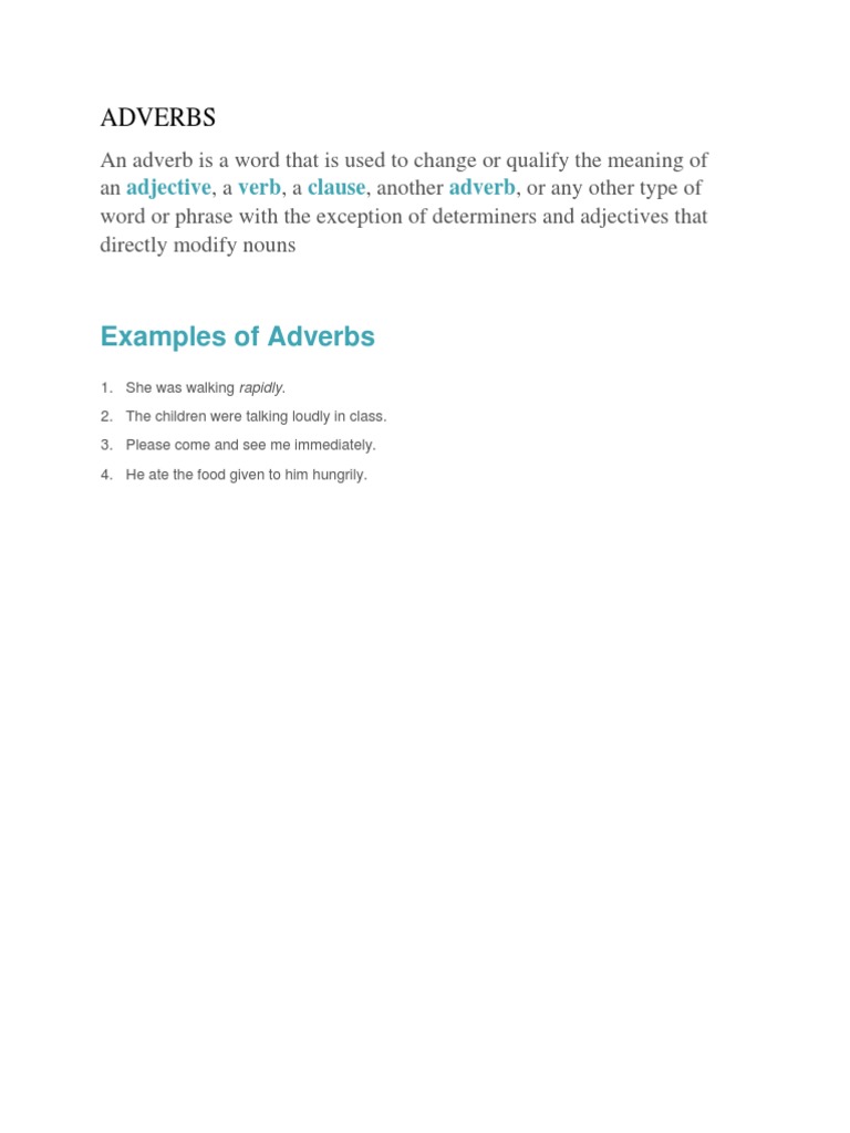 ADVERBS Notes | PDF