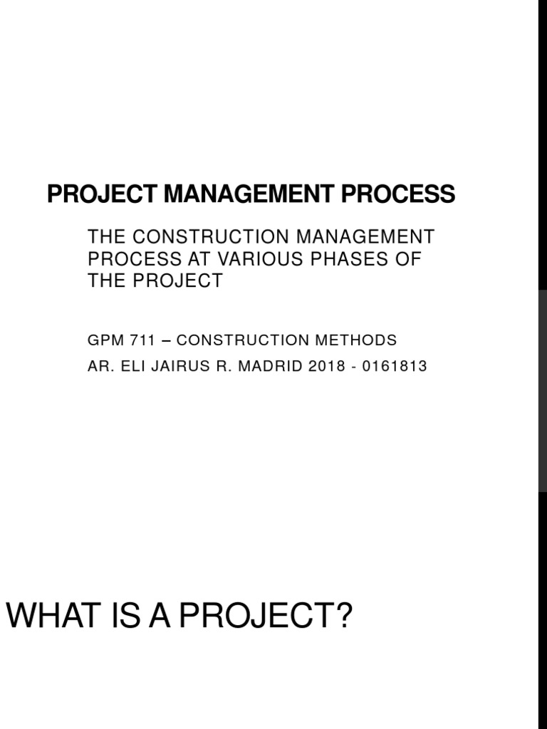 The Construction Management Process at Various Phases of The Project ...