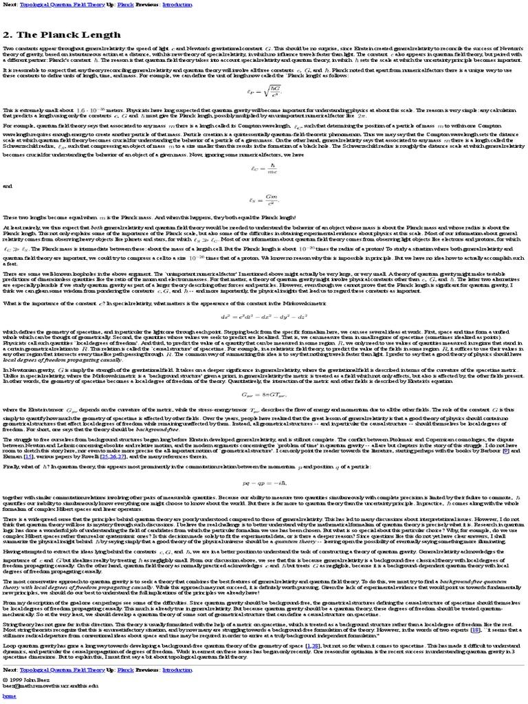 The Planck Length | PDF | Quantum Gravity | General Relativity