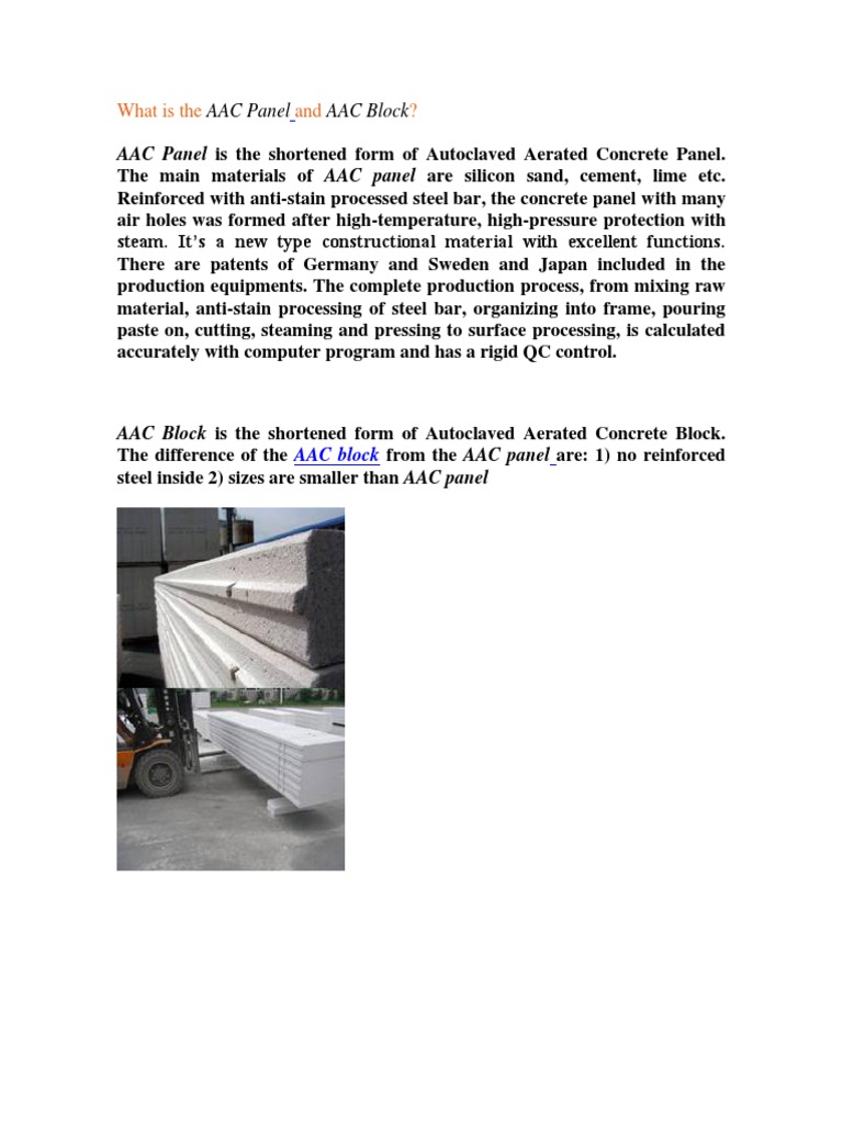 AAC Panel Is The Shortened Form of Autoclaved Aerated Concrete Panel ...