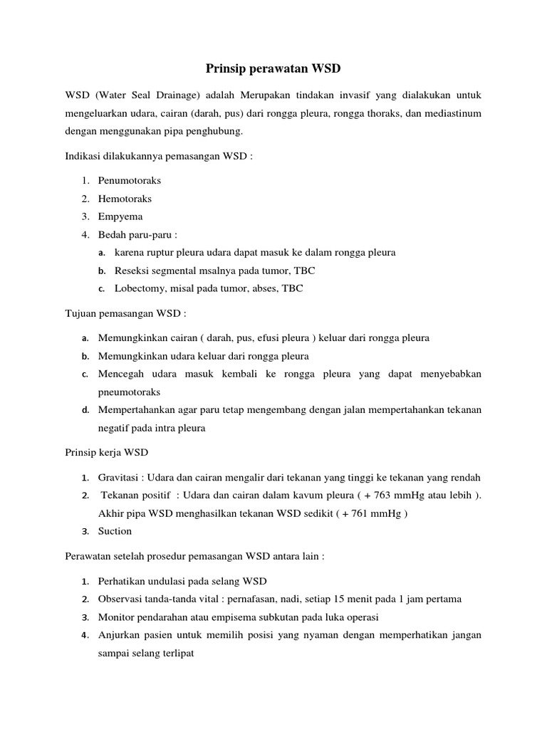 Prinsip Perawatan WSD | PDF