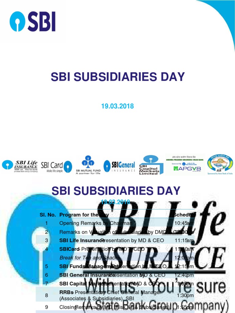 Sbi Subsidiaries Day | PDF | Insurance | Mergers And Acquisitions