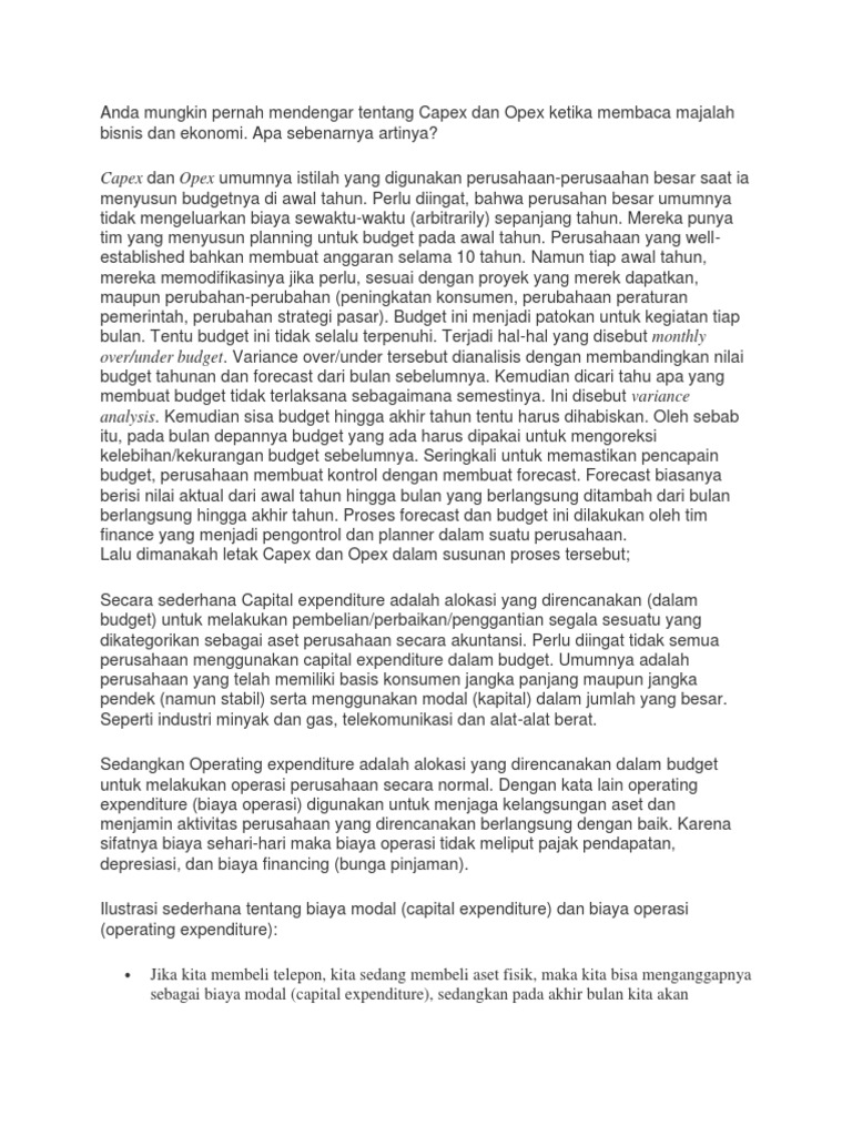 Capex Dan Opex | PDF