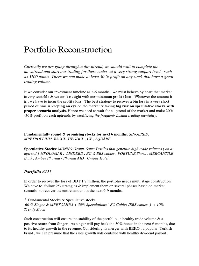 Portfolio Reconstruction Strategy | PDF | Stocks | Economies