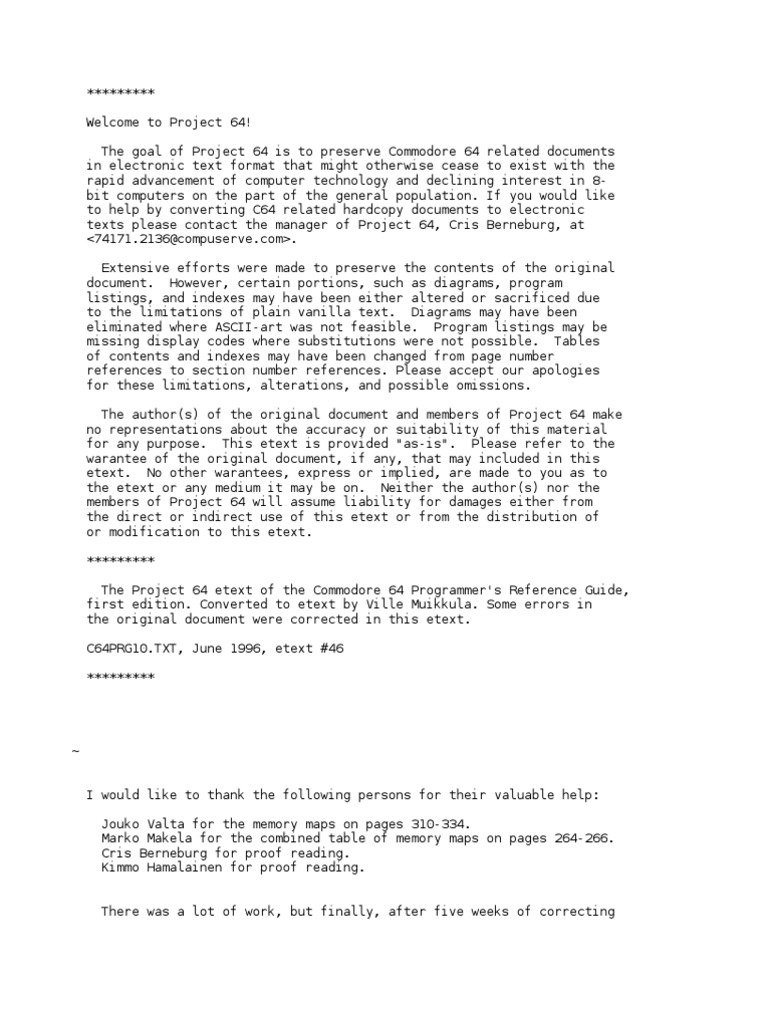 Commodore 64 Programmer's Reference Guide | PDF | Basic | Computer Programming