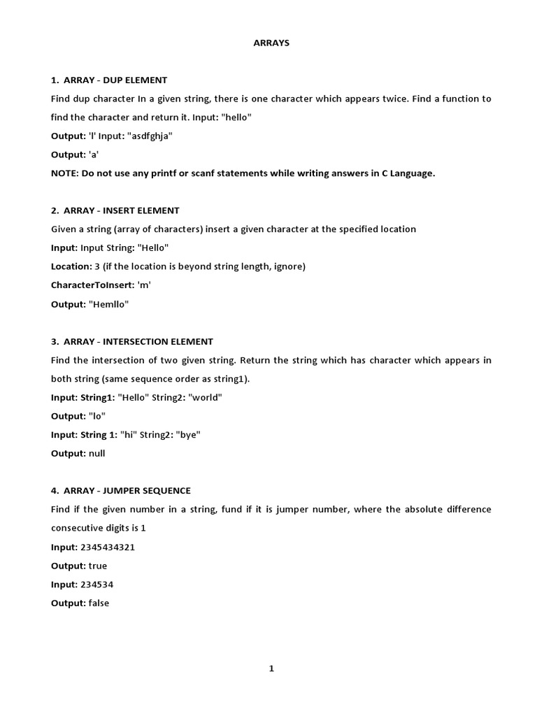Array Questions | PDF | String (Computer Science) | Array Data Structure