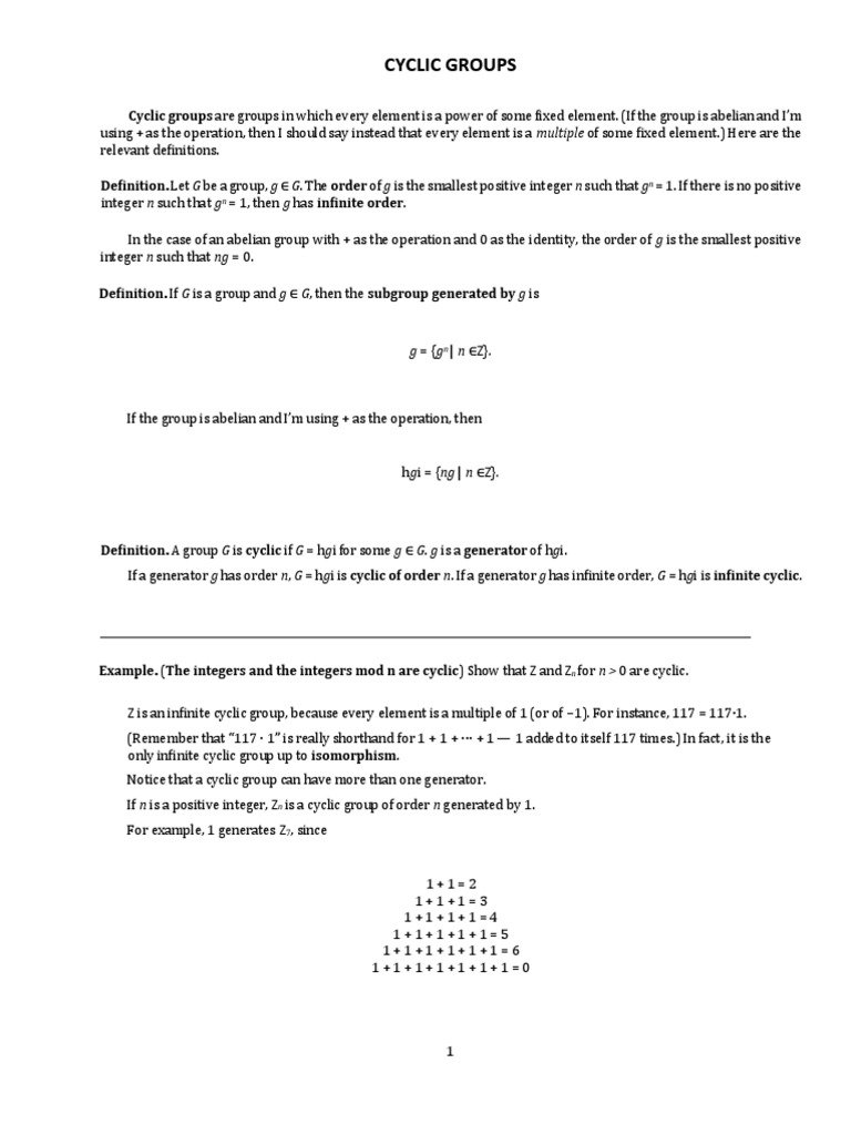 Final Cyclic Groups | PDF | Group (Mathematics) | Algebraic Structures