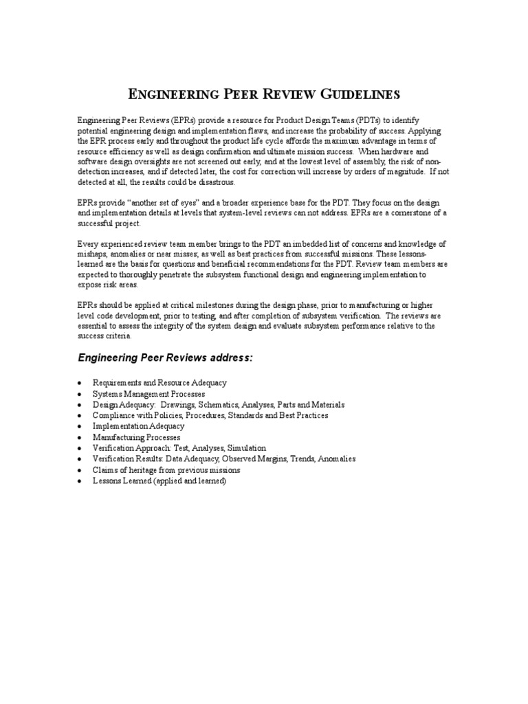 Engineering Peer Review Guidelines Summary | PDF | Risk Management ...