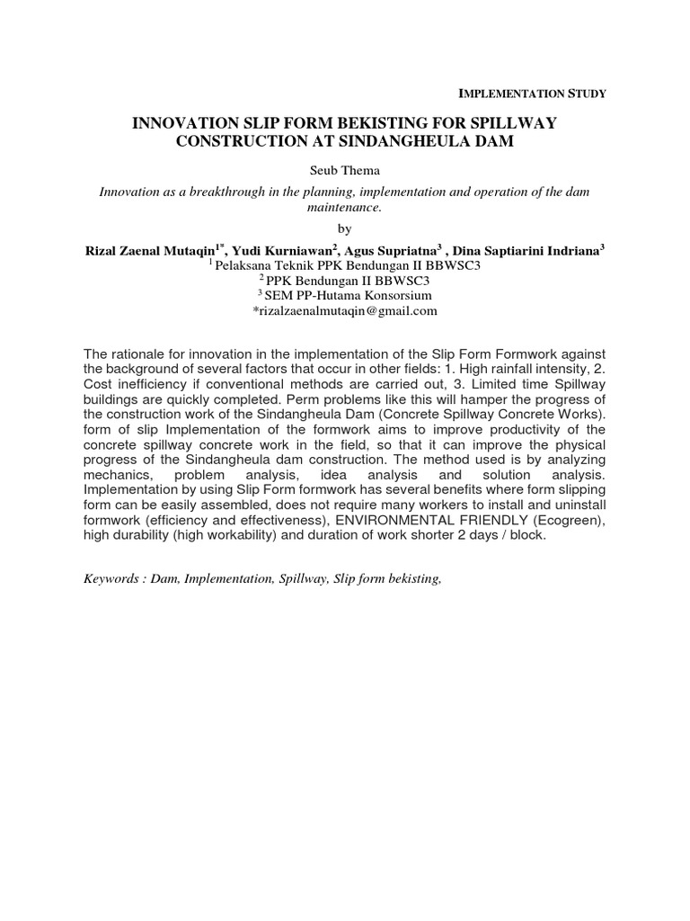 Innovation Slip Form Bekisting For Spillway Construction at ...