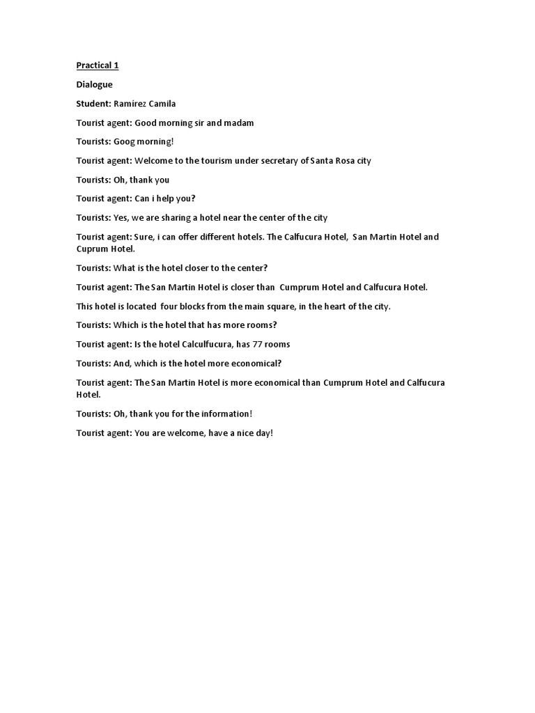 Practical 1 Dialogue Student: Ramírez Camila | PDF